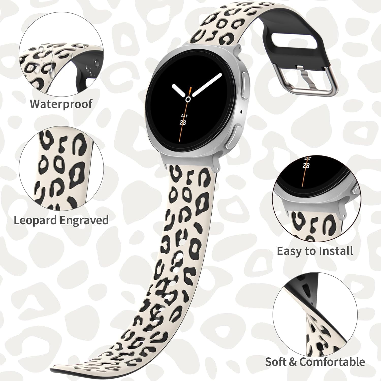 ASIASN-3 Pack Leopard Engraved Bands Compatible with Samsung Galaxy ...