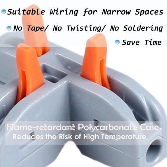 ASIASN-3 Way T-Shaped Lever Nut Wire Connectors Nuts Terminal ...