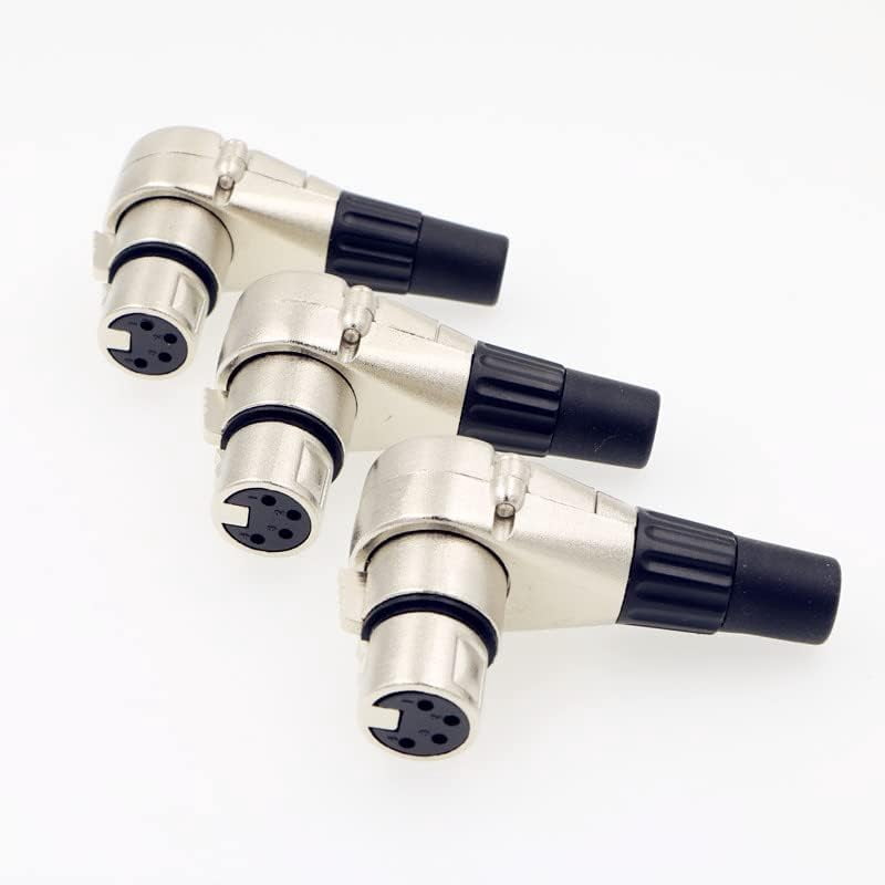 ASIASN-3 pcs Right Angle 90 Degree XLR 4-pin Female Connector for ARRI ...