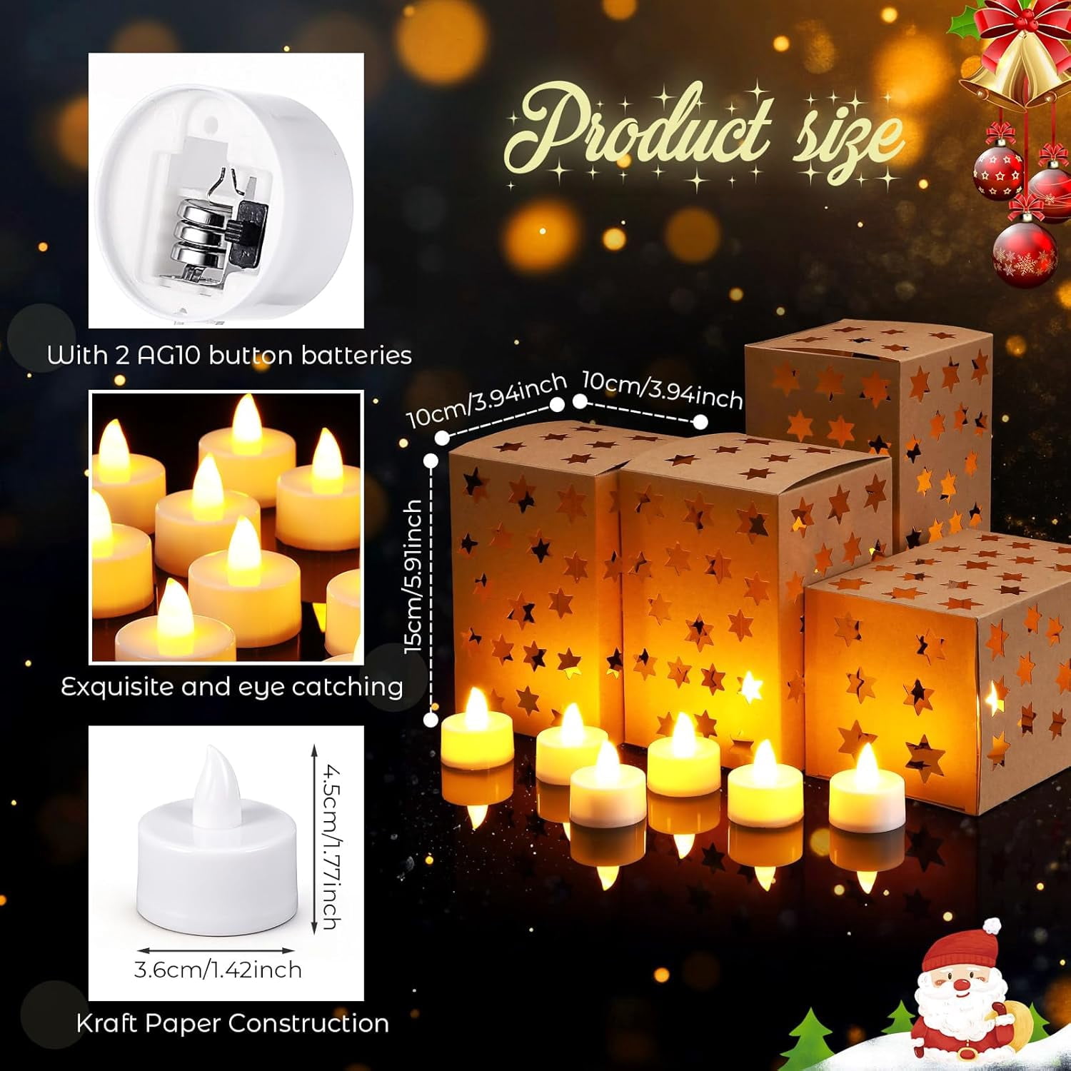 ASIASN-30 Set Luminaries Boxes with Flameless Tea Lights Candle Lantern ...
