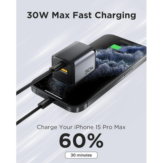 ASIASN-30W USB C Charger - 30 Watt Dual Port PD QC 3.0 GaN Charging ...