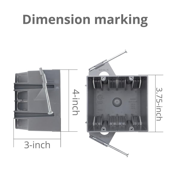 ASIASN-32 Cubic Inches Gray Electrical Outlet Box Plastic, PVC 2 Gang ...