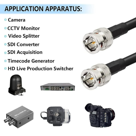 ASIASN-3G/6G/12G SDI Cable 3ft BNC Male to BNC Male Cable 75 Ohm Belden ...