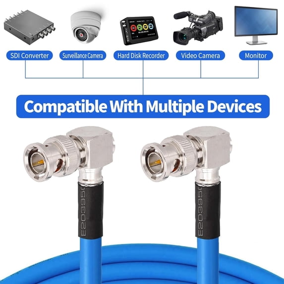 ASIASN-3G/6G/12G SDI Cable Right Angle 3ft Short BNC Cable 75 Ohm ...