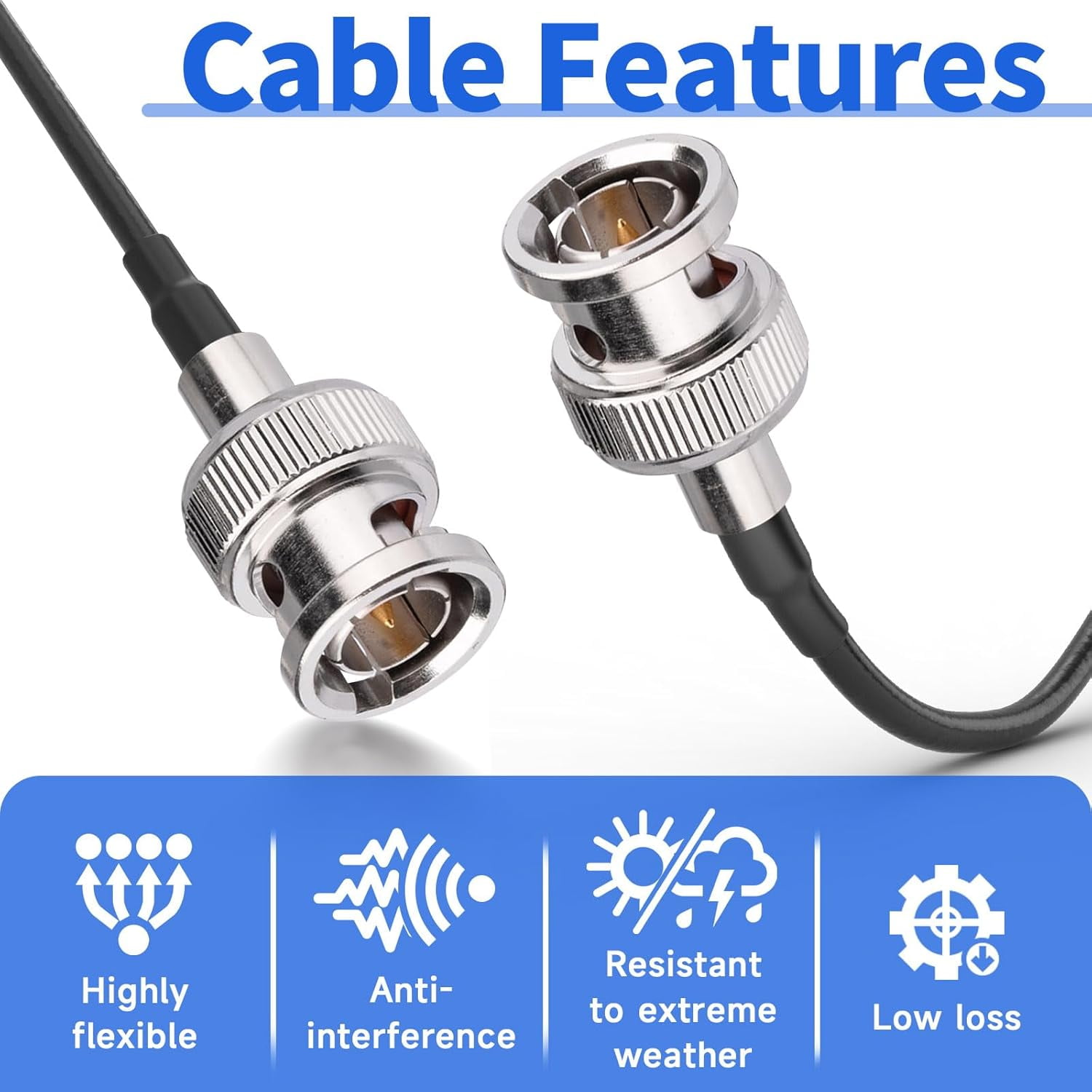 ASIASN-3G/6G SDI Cable 6ft 75 Ohm BNC Jumper RG179 Thin Coaxial Cable ...