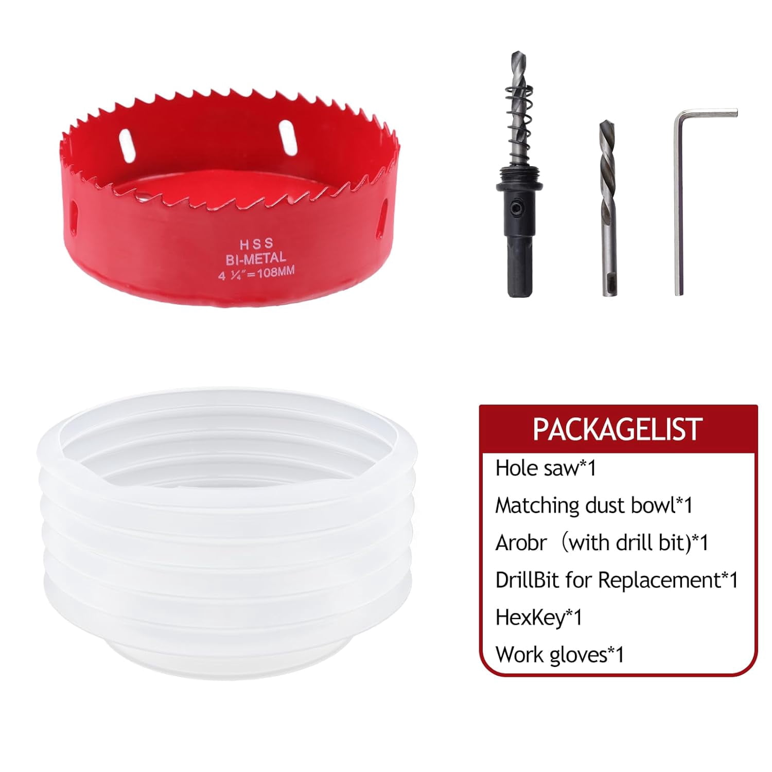 ASIASN-4-1/4 Inch Hole Saw with 125mm Dust Bowl Catcher for Recessed ...