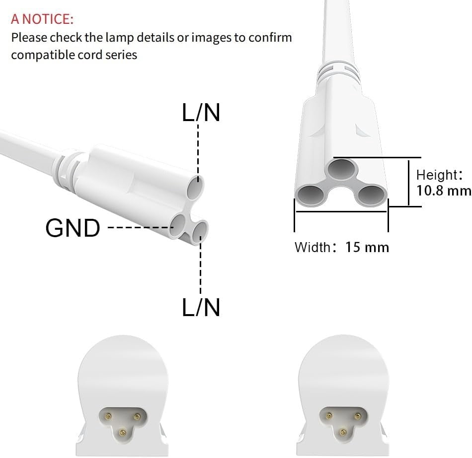 ASIASN-(4-Pack) 6FT T5 T8 LED Shop Light Connecting Wire, Dual-Ended ...