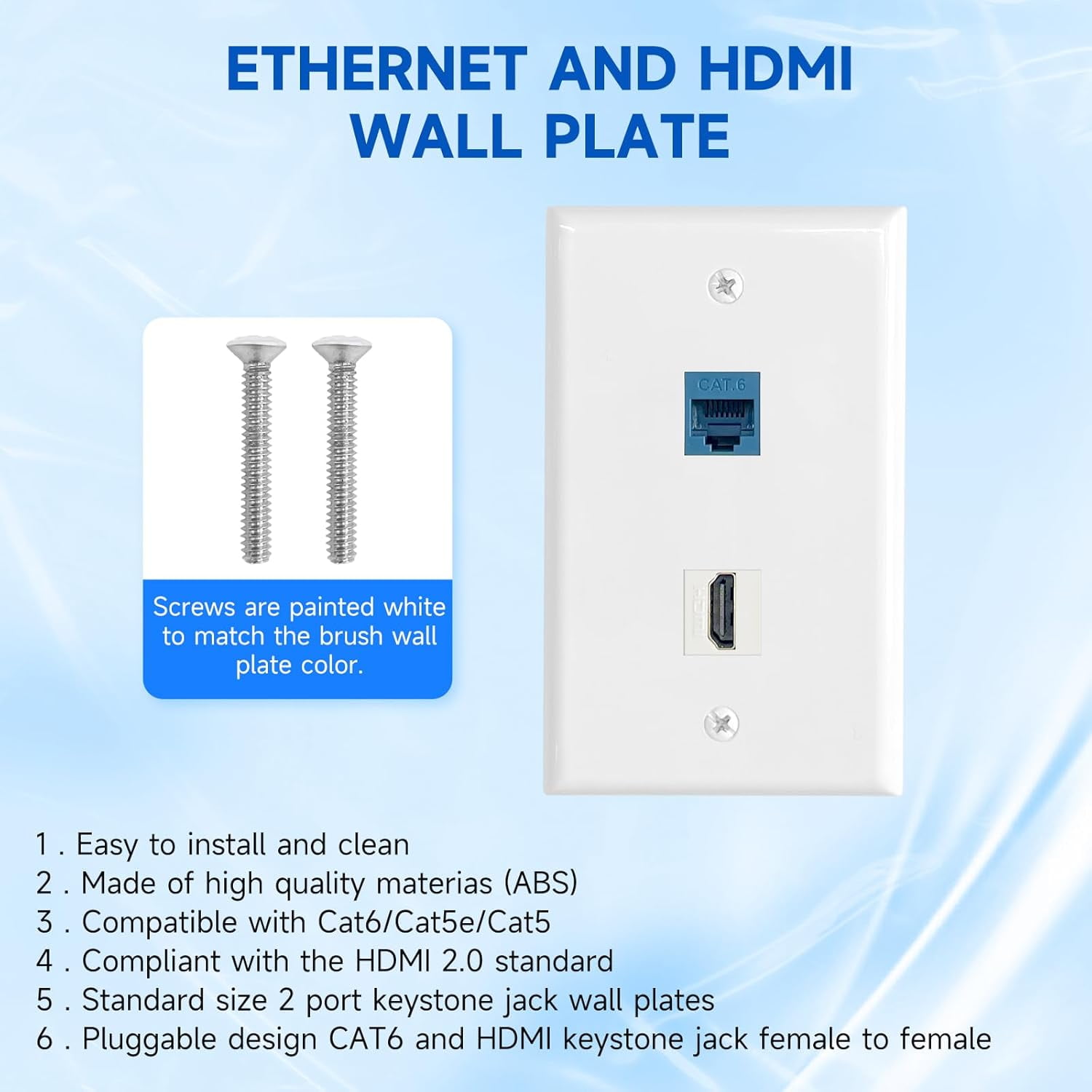 ASIASN-4-Pack HDMI Ethernet Wall Plates 2 Port Keystone Jack Cat6 RJ45 ...