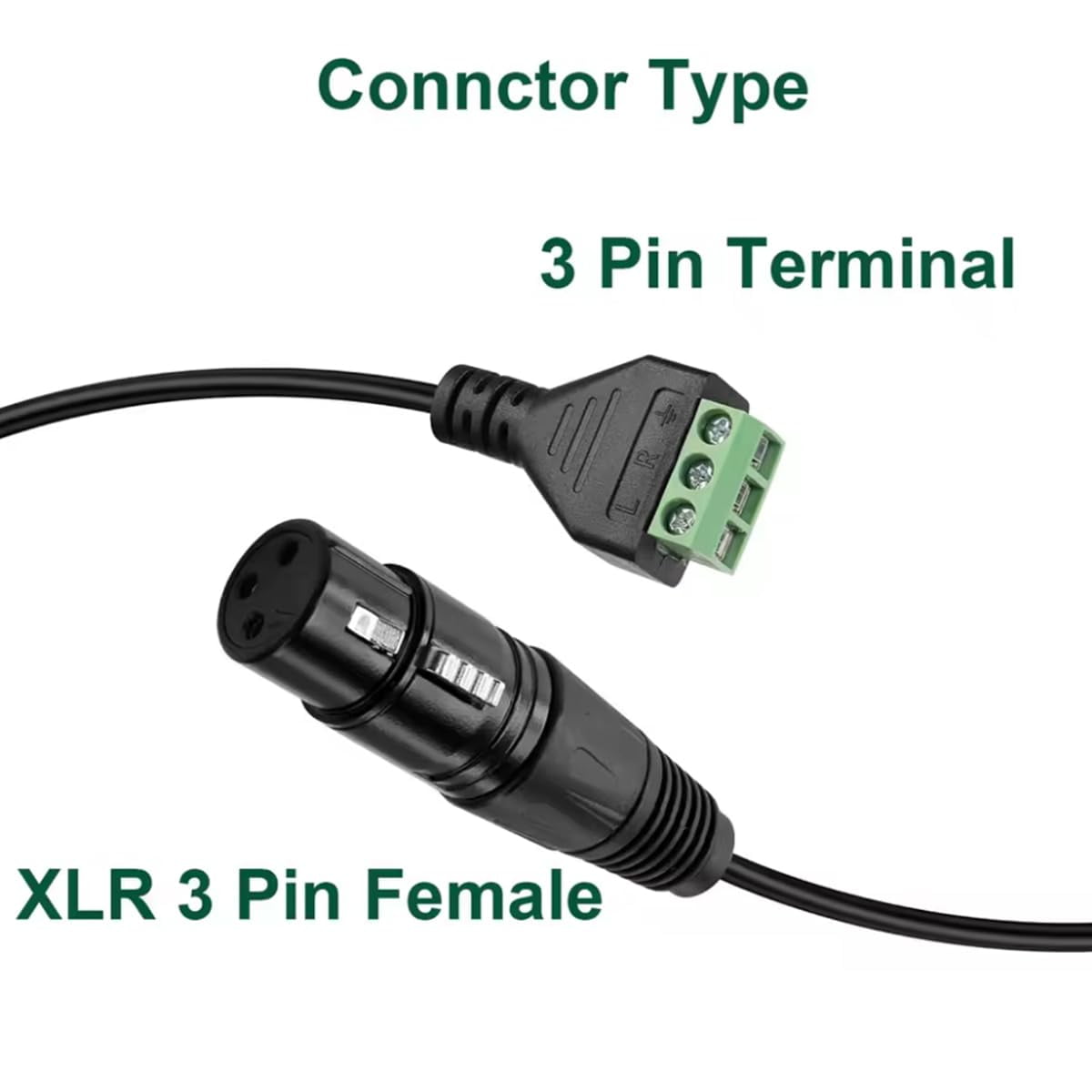 ASIASN-4PCS XLR Male&Female Connector to 3 Pin Screw Terminal Cable,XLR ...