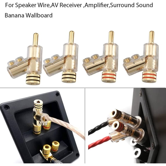 ASIASN-4Pcs Banana Clips Connectors Banana Plugs for Speaker Wire Gold ...