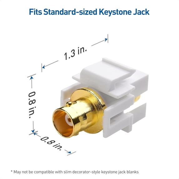 ASIASN-5-Pack Gold-Plated BNC Keystone Jack Inserts in White - Walmart.com