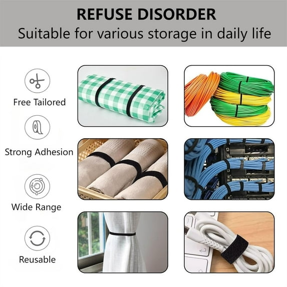 ASIASN-54 Yards x 1/2 Inch Reusable Cable Ties - Adjustable Cord Straps ...