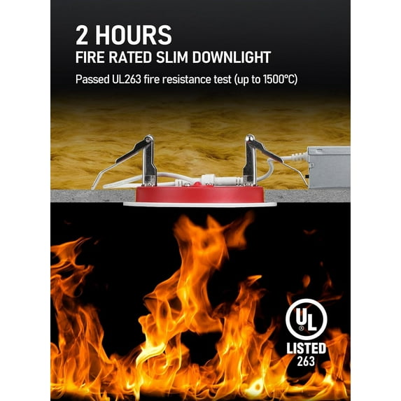 ASIASN-5CCT 2 Hour Fire Rated Ultra-Thin LED Recessed Lighting with J ...