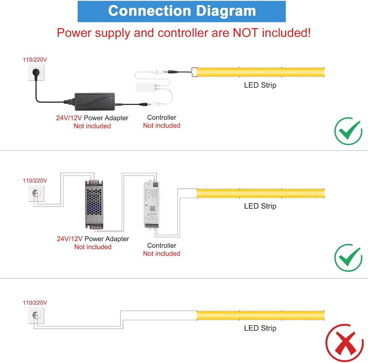 ASIASN-5mm Ultra Thin COB LED Strip 24V Ice Blue Color 16.4FT, RA>90 ...