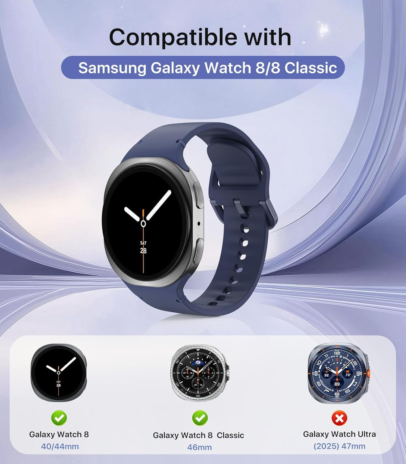 ASIASN-6 Pack Sport Bands Compatible for Samsung Galaxy Watch 8 40mm ...