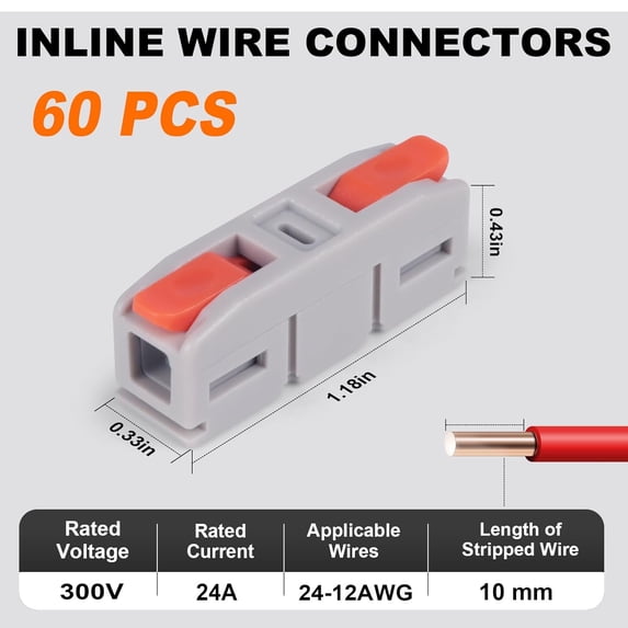 ASIASN-60PCS AVARBUVO Lever Wire Connectors, Mini Quick Connectors Push ...