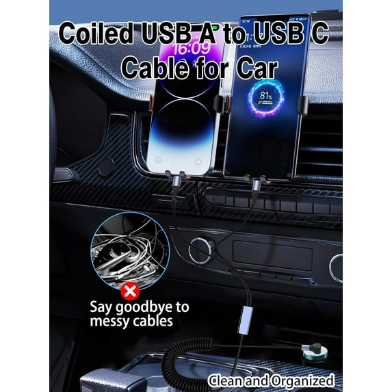 ASIASN-66W 90 Degree USB A to Multi USB C Spring Charging Cable for ...