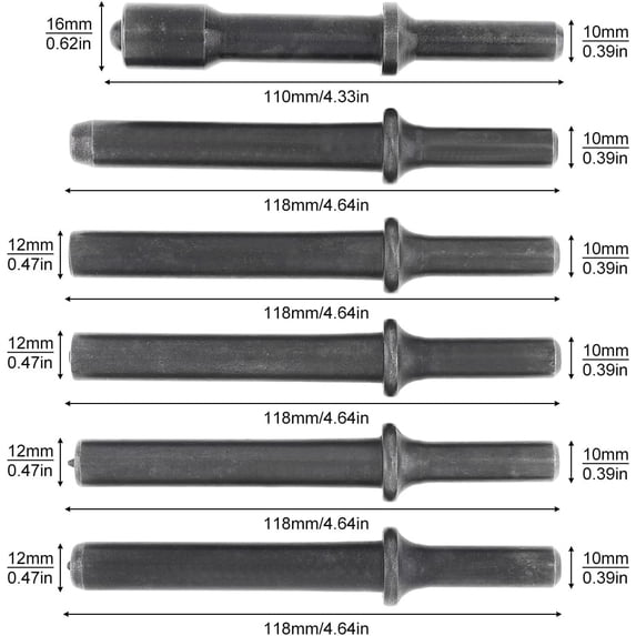 ASIASN-6pcs Air Hammer Impact Head Set, 45# Hardened Steel Pneumatic ...