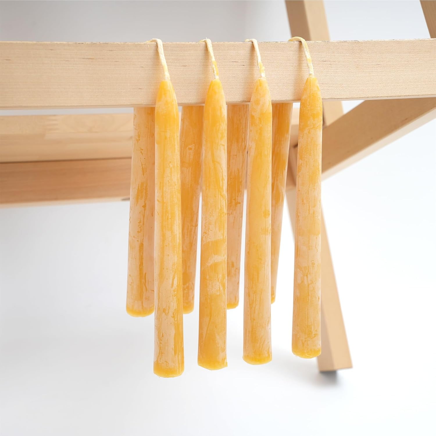 ASIASN-8 Inch Pure Beeswax Taper Candles, 12 Pack Handcrafted Dripless ...