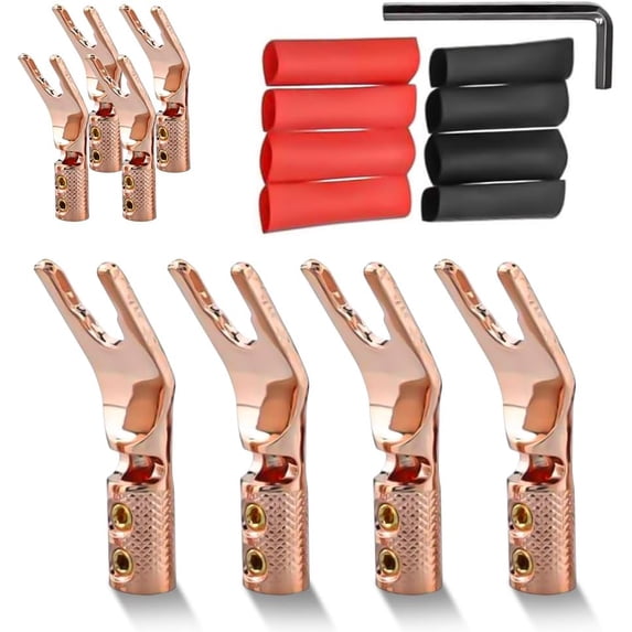 ASIASN-8 Pcs DIY Y Plugs Pure Copper Speaker Spade Connectors Y Plug ...