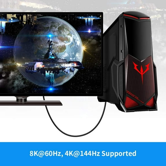 ASIASN-90 Degree Displayport 1.4 Adapter Cable, Right Angle Display ...