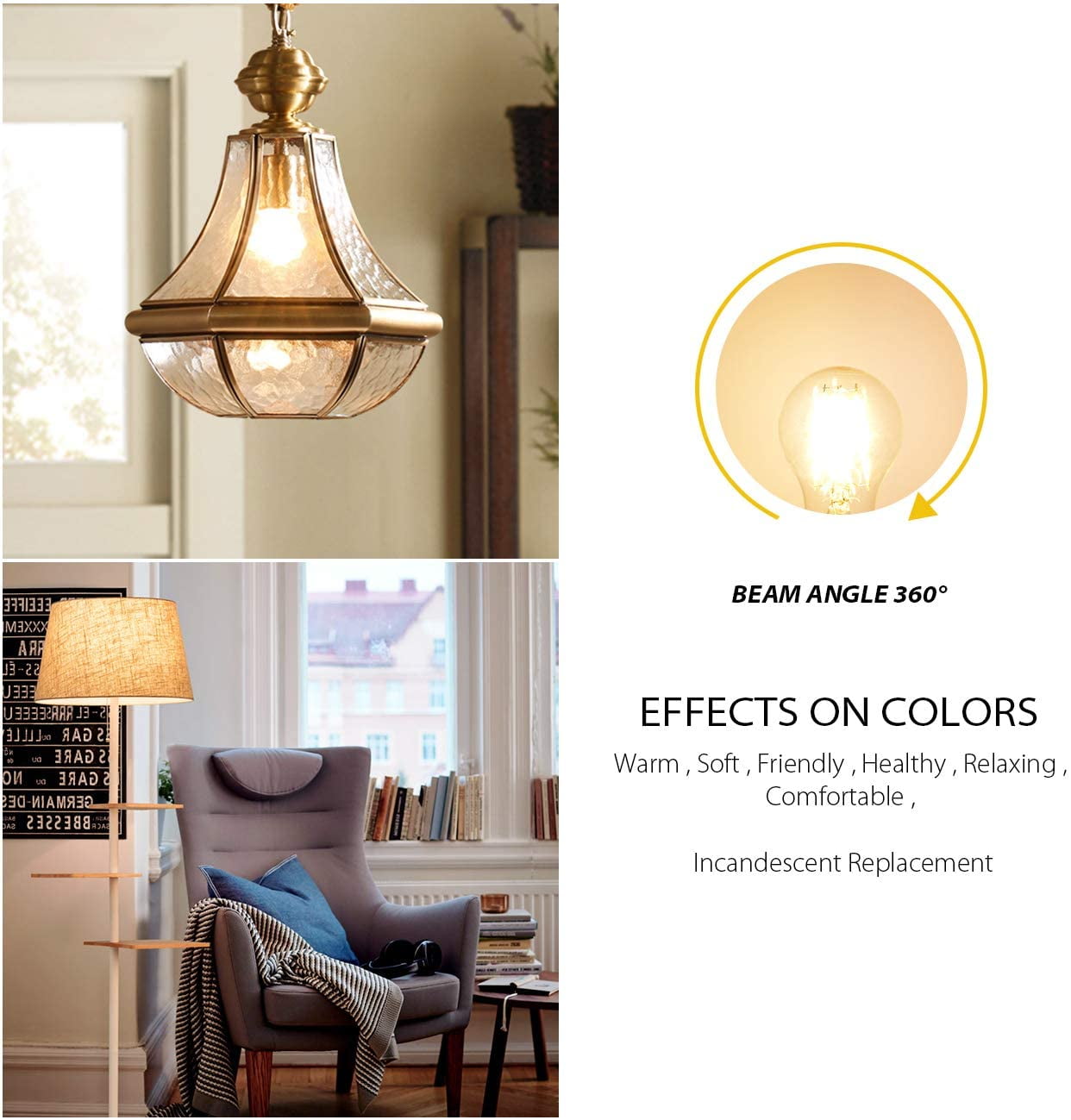 ASIASN-A19 Vintage Edison LED Filament Bulb E26 Base, 4W (40W ...