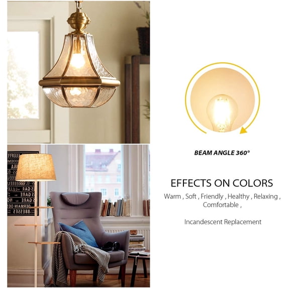 ASIASN-A19 Vintage Edison LED Filament Bulb E26 Base, 4W (40W ...