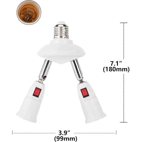 ASIASN-Adjustable Light Socket Extender [2-Pack], 360° Rotation & 180 ...