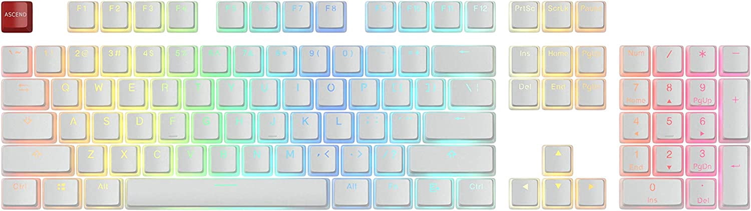 ASIASN-Aura V1 (White) Pudding Keycaps - Double Shot PBT Translucent ...
