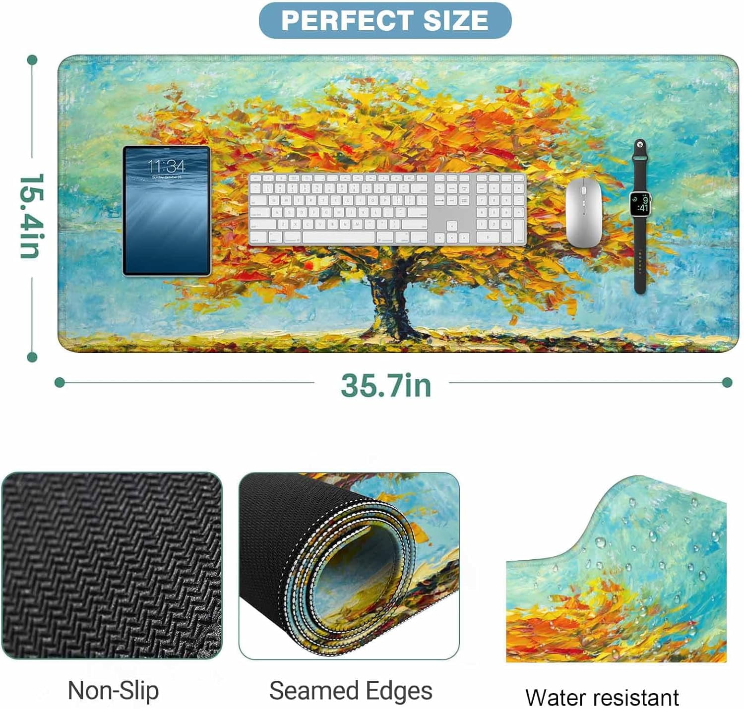 ASIASN-Autumn Landscape Painting Mouse Pad Nature Modern Impasto XL ...