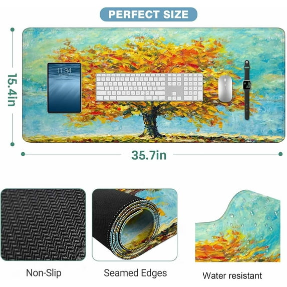 ASIASN-Autumn Landscape Painting Mouse Pad Nature Modern Impasto XL ...