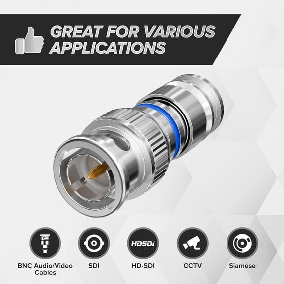 ASIASN-BNC Compression Connector for RG6 Coaxial Cable - Pack of 10 ...