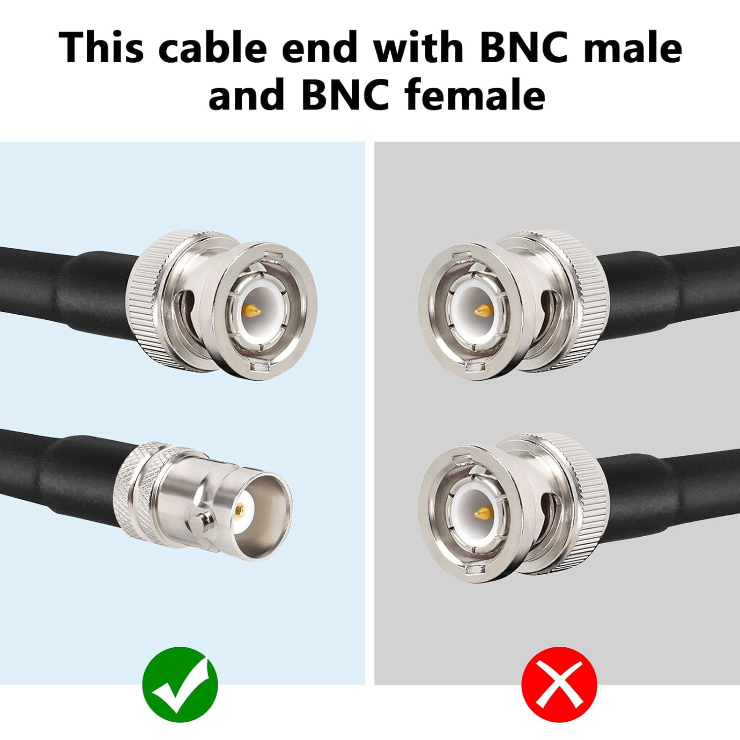 ASIASN-BNC Male to BNC Female Coaxial Cable 50 ohm RG8X Coax Ultra Low ...