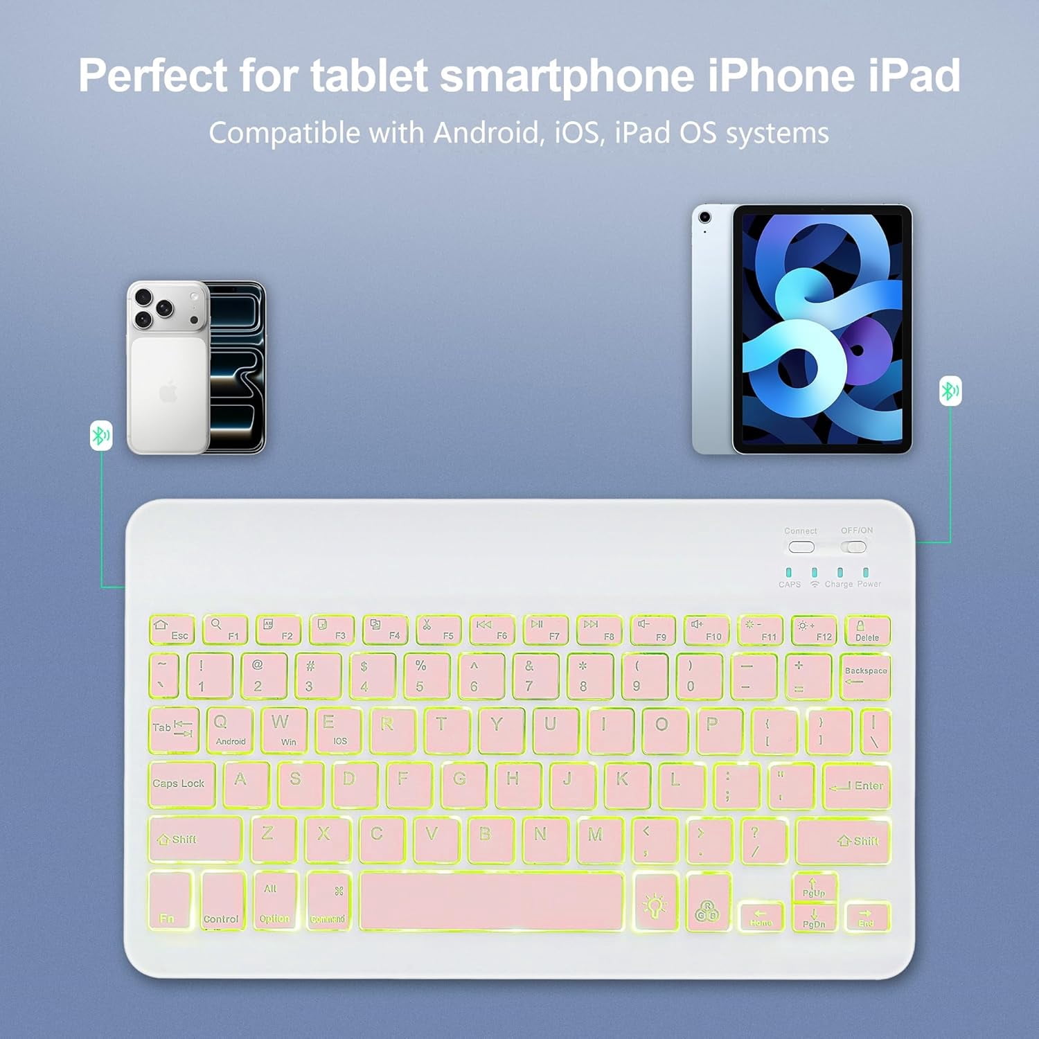 ASIASN-Backlit Bluetooth Keyboard Small Portable Wireless Keyboard ...