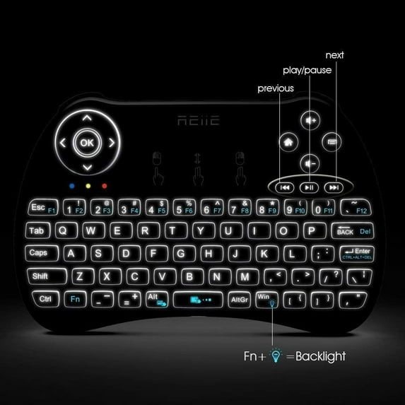 ASIASN-(Backlit Version)REIIE H9+ Mini Keyboard,2.4GHz Wireless Mini ...