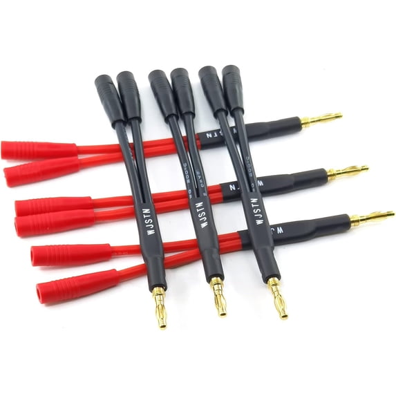 ASIASN-Banana Plug to 2-Female 4mm Banana Jack Socket Plug Adapter,3 ...