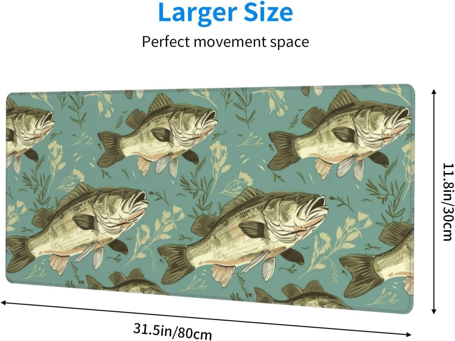 ASIASN-Bass Fish Mouse Pad, Large Mousepad, Desk Mat for Office Home ...