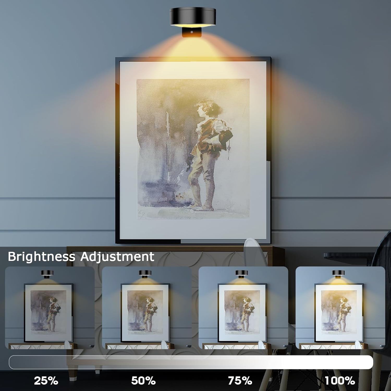 ASIASN-Battery-Powered Picture Lights with Remote Control, Magnetic LED ...