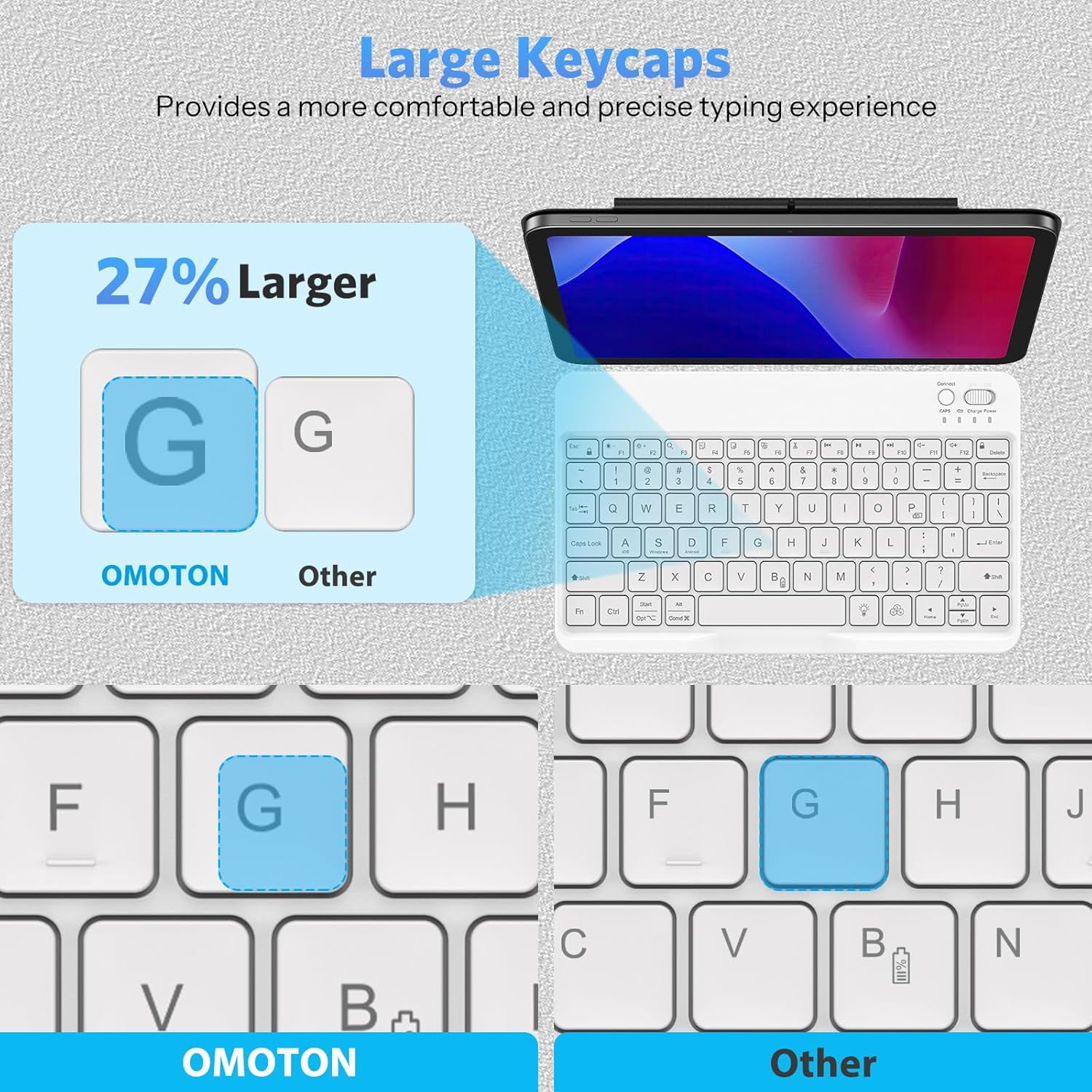 ASIASN-Bluetooth Keyboard for Tablet/Android/Windows/iOS, with 7 Colors ...