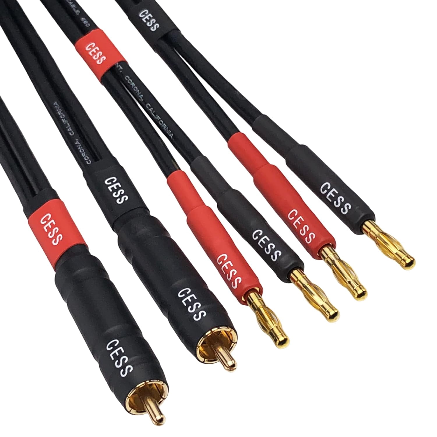ASIASN-CESS-152-3f Banana Plug to RCA Cable, Phono Banana Speaker Cable ...