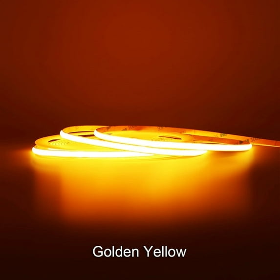 ASIASN-COB LED Strip Light, 16.4FT 12V Golden Yellow Narrow Width 5mm ...