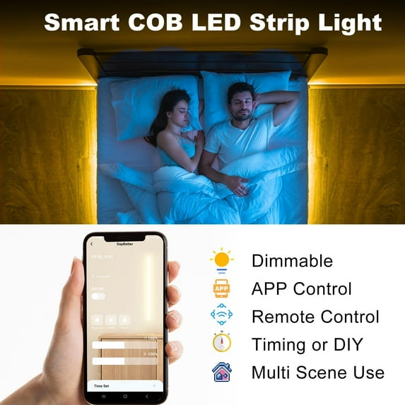 ASIASN-COB LED Strip Lights, 16.4 ft/5 m 1600 LEDs Bright Warm White ...