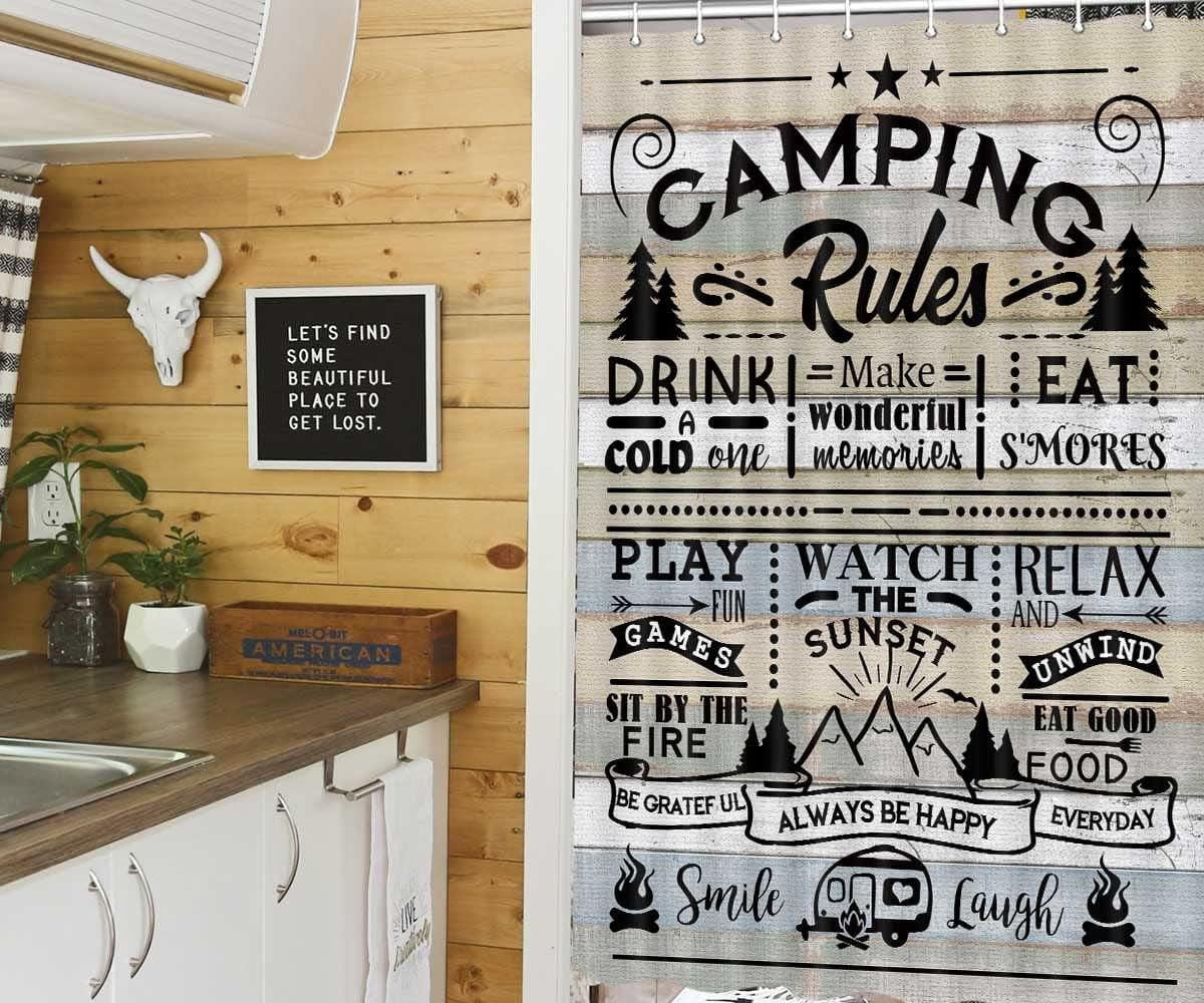 ASIASN-Camper RV Shower Curtain for Travel Trailer Bathroom, Farmhouse ...