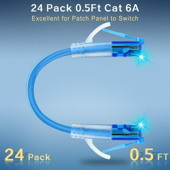 ASIASN-Cat 6a Ethernet Cable 0.5ft (24-Pack) - Cat6a Patch Cable, Cat ...