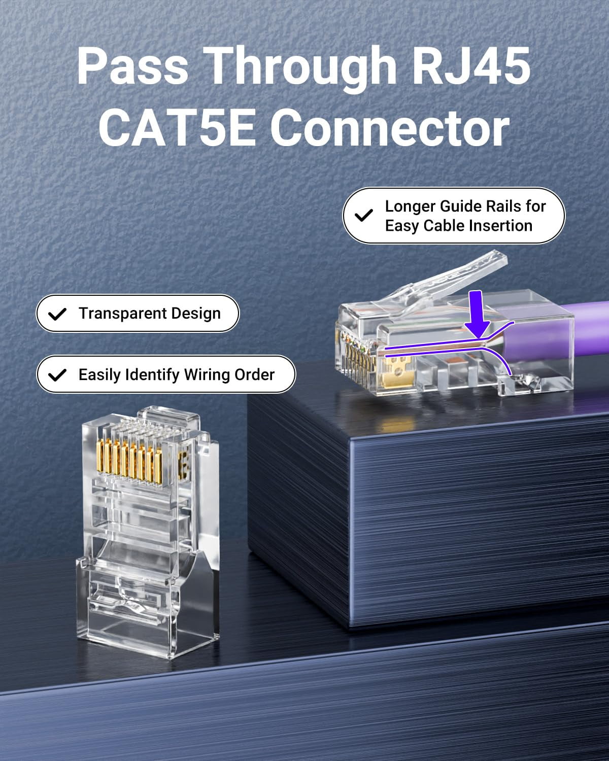 ASIASN-Cat5e RJ45 Pass Through Connectors with RJ45 Strain Relief Boots ...