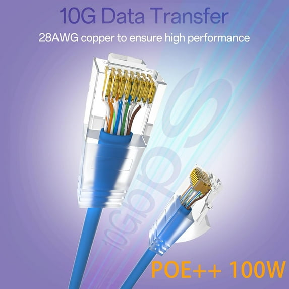 ASIASN-Cat6a Patch Cables 0.5ft (24 Pack) Slim, Cat6 Ethernet Patch ...