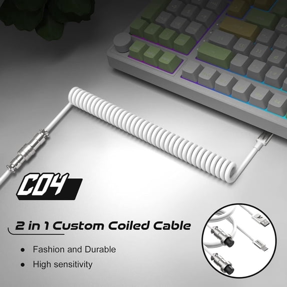 ASIASN-Coiled Keyboard Cable for Gaming Custom Keyboard,Double-Sleeved ...