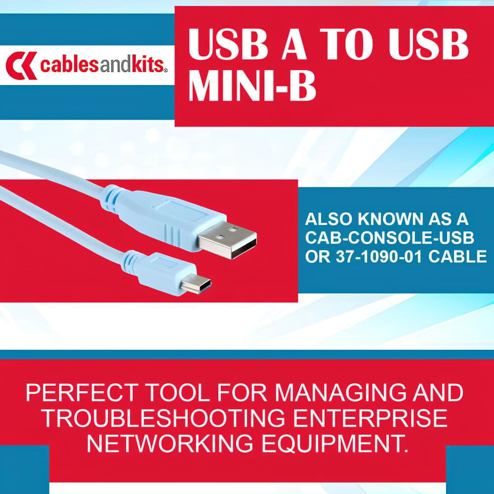 ASIASN-Compatible Cisco Blue USB Console Cable 6ft | A to Mini-B ...