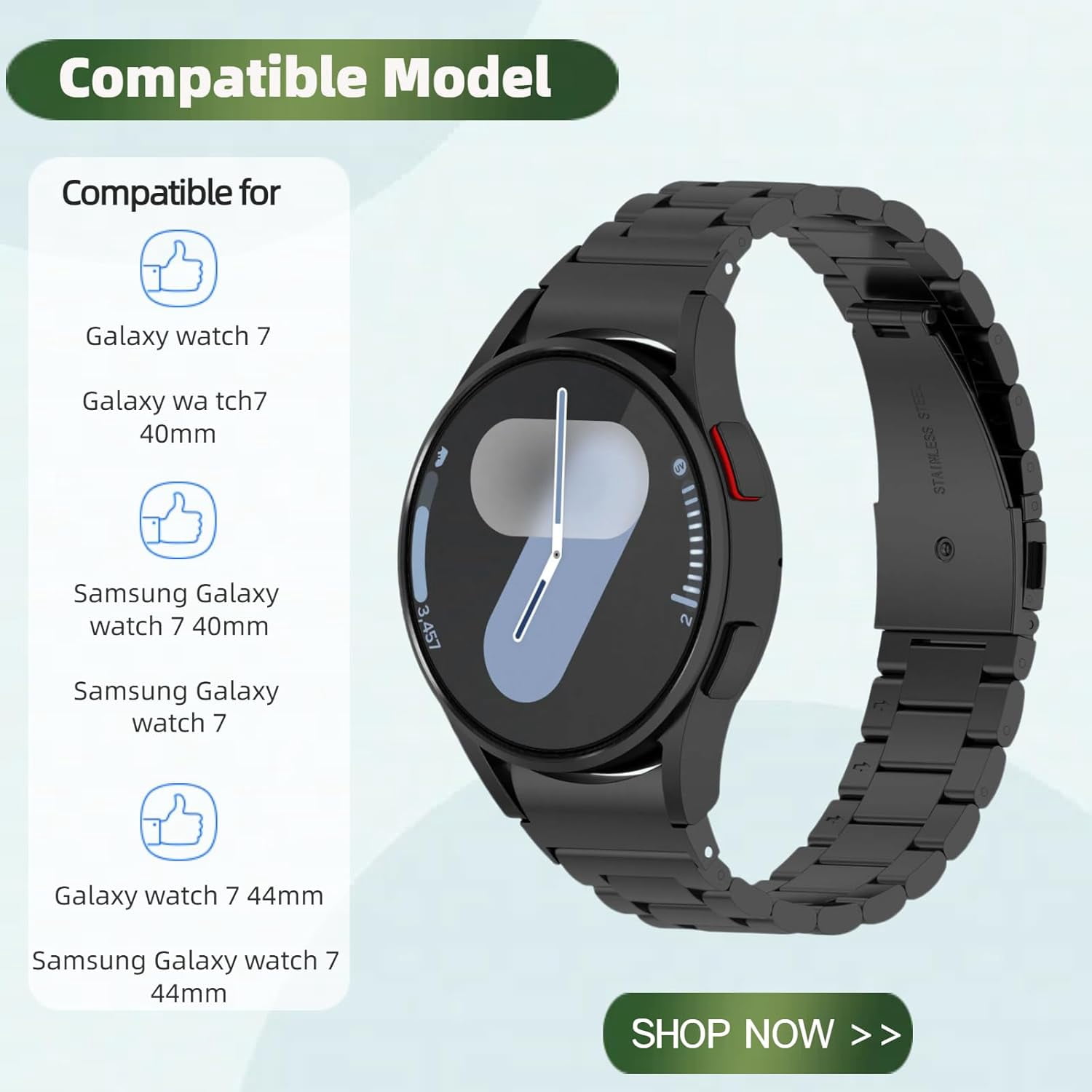 ASIASN-Compatible with Samsung Galaxy Watch 7 40mm/44mm Stainless Steel ...