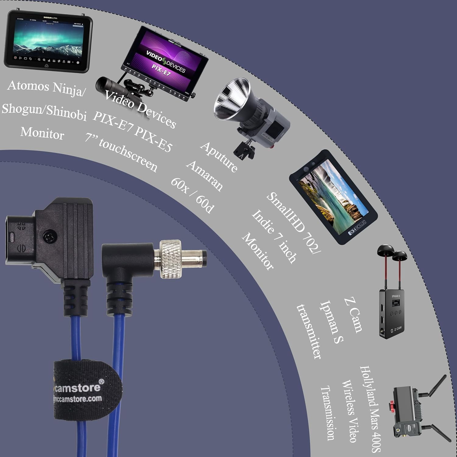 ASIASN-D-Tap to Locking DC Barrel 5.5x2.1 Monitor Power Cable ...